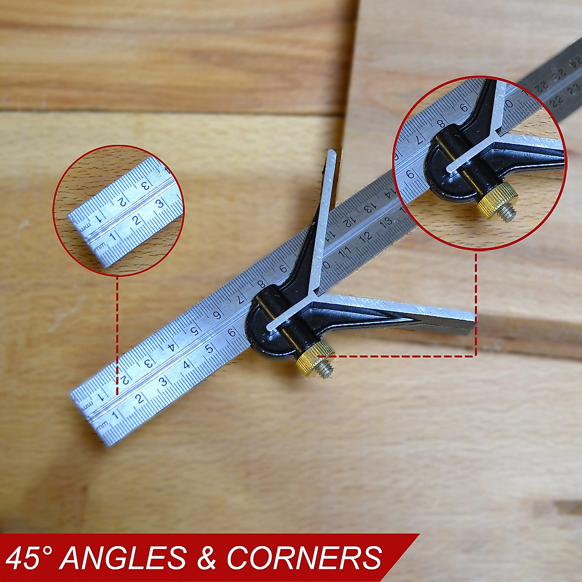 SOWL 7 Pcs Combination Square Set | 3 Size Rulers | Framing Rafter Square for Speed & Accuracy | Multi Angle Measurement Tool Bundle for Carpenters | Large Aluminum Case