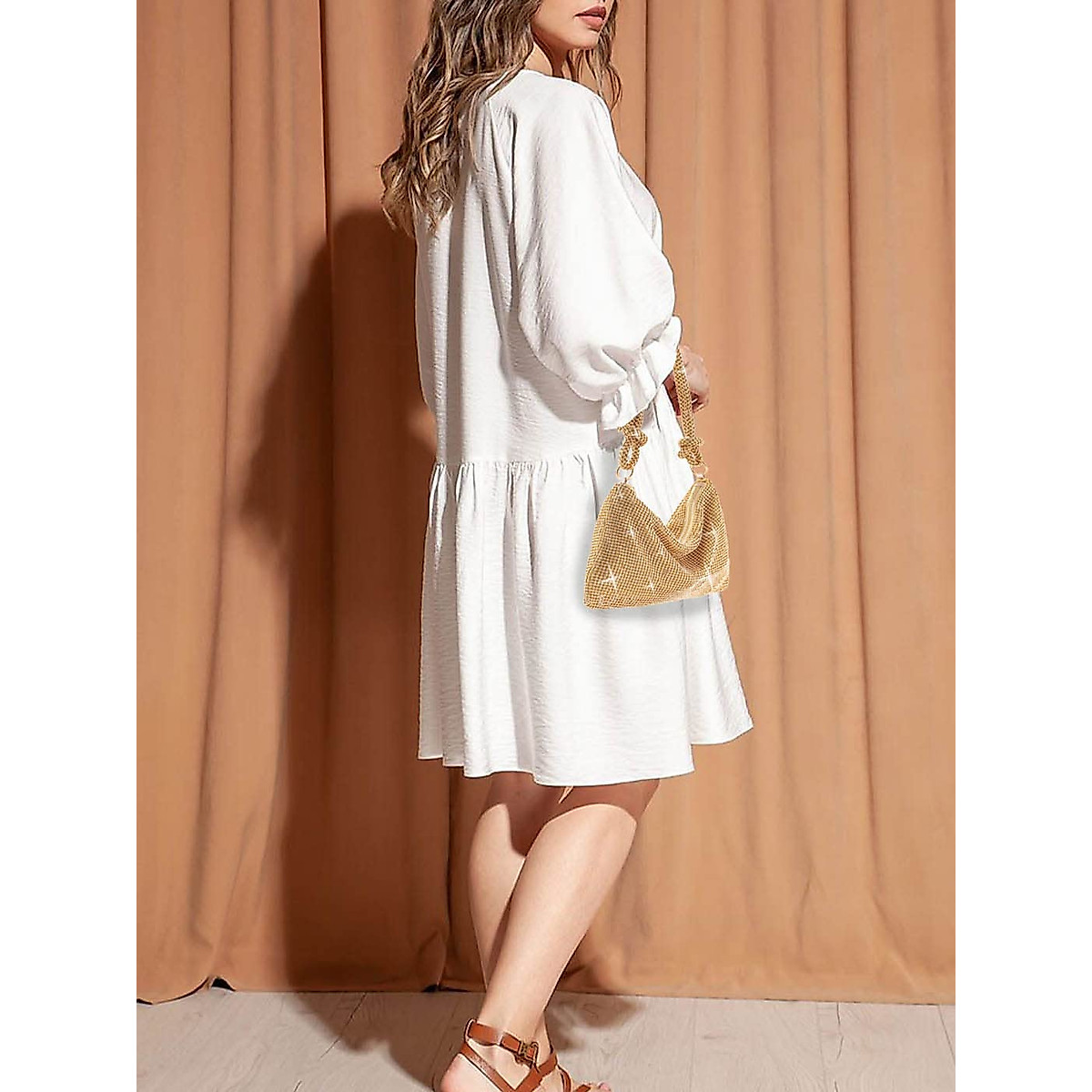 Yokawe Rhinestone Purses for Women Evening Bag Sparkly Hobo Bag Silver Handbag Vacation Club Party Wedding Clutch (Gold)