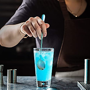 8 Pieces Long Handle Tea Spoon Stainless Steel Coffee Mixing Spoons Teaspoon for Mixing, Cocktail Stirring, Coffee, Milkshake, Cold Drink, 7.48 Inch (Round Style)