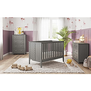 Child Craft Atwood Crib, Dresser and Chest Nursery Set, 3-Piece, Includes 3-in-1 Convertible Crib, Dresser and Chest, Grows with Your Baby (Lunar Gray)