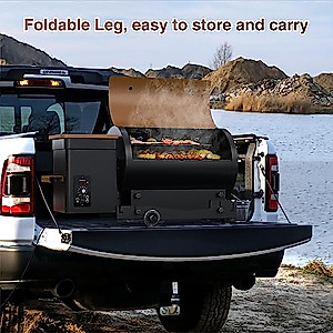 KingChii 2023 Upgrade Portable Wood Pellet Grill + Cover Multifunctional 8-in-1 BBQ Grill with Automatic Temperature Control Foldable Leg for Backyard Camping Cooking Baket,456 sq in Golden Orange