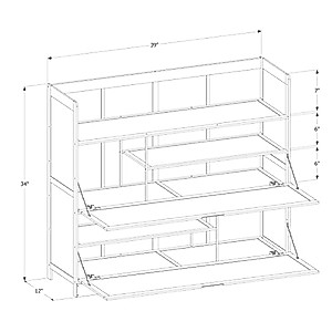 MoNiBloom 5 Tier Shoe Storage Cabinet, Bamboo Boots Heels Sneakers Rack Organizer with Pull-Down Door for 16-20 Pairs Entryway Hallway Living Room, Brown