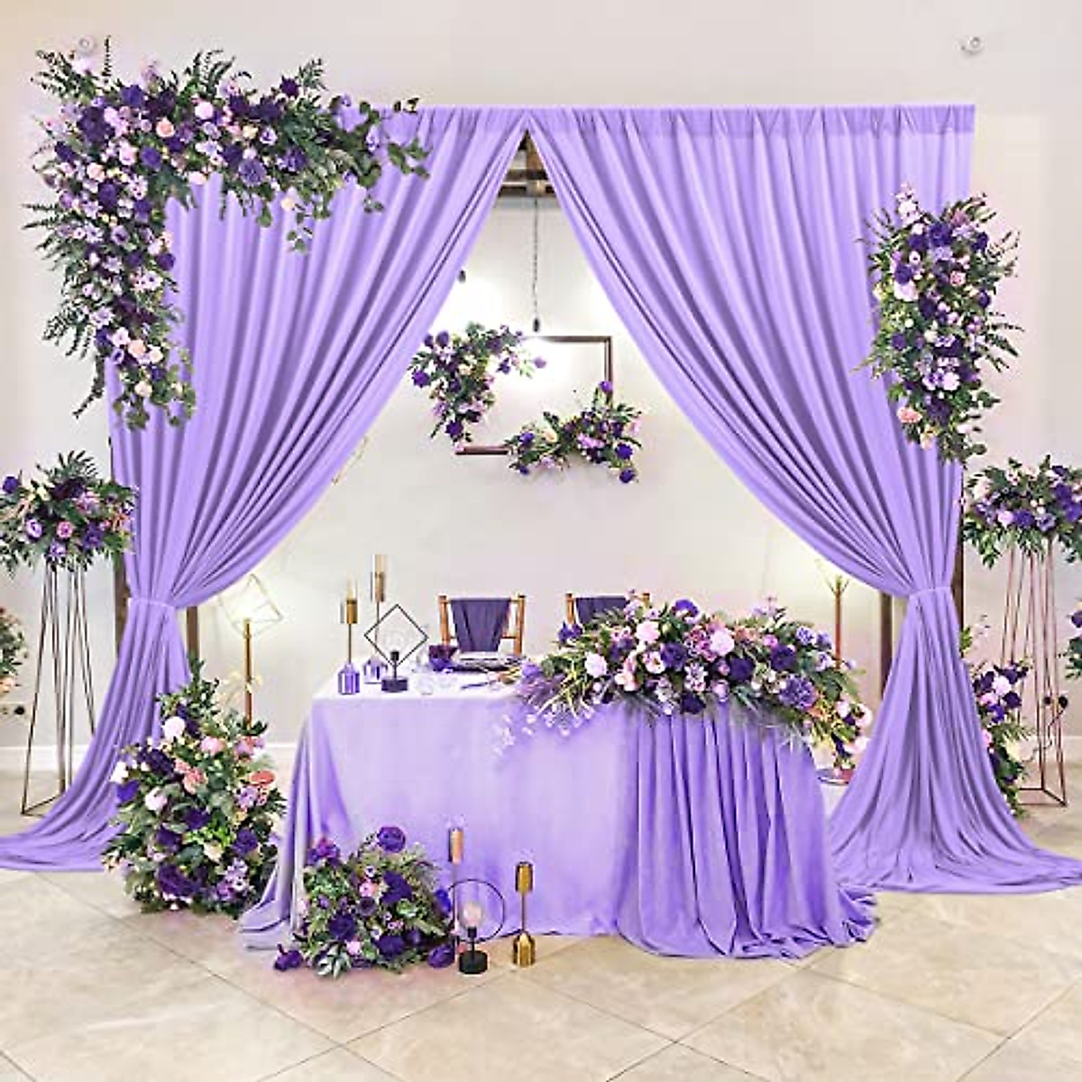 10x10 Lavender Backdrop Curtain for Parties Wedding Wrinkle Free Light Purple Photo Curtains Backdrop Drapes Fabric Decoration for Baby Shower Photoshoot 5ft x 10ft,2 Panels