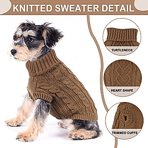 Small Dog Sweaters Dog Sweaters for Small Dogs Winter Dog Clothes for Chihuahua Warm Puppy Sweaters Cute Pet Clothes Turtleneck Doggie Outfit Thanksgiving Dog Sweater Girl Male (Khaki, S)
