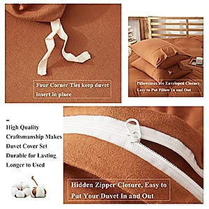 EAVD Modern Style Pumpkin Color Duvet Cover Twin Soft 100% Jersey Knit Cotton Caramel Pumpkin Boho Bedding Set 1 Twin Duvet Cover with 2 Pilllowcases Solid Duvet Cover with Zipper Closure
