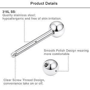 Lcolyoli 14G Nipple Rings Surgical Steel Nipple Piercing Jewelry Set Horseshoe Barbell & Captive Bead Rings Nipple Hoop Nipple Barbell Bars for Women