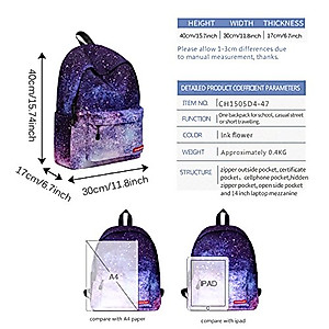JOSEKO Student Bookbag, Galaxy School Backpack Shoulder Bag College Daypack Unisex Laptop Book Bag Rucksack Black# Pencil Case 11.8'' x 6.7'' x 15.74''(L x W x H)