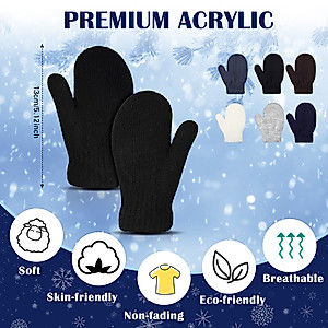 Tarpop 24 Pairs Toddler Knitted Mittens Bulk Winter Kids Stretch Gloves Warm Hand Knit Mittens for Boys Girls(Plain Colors)