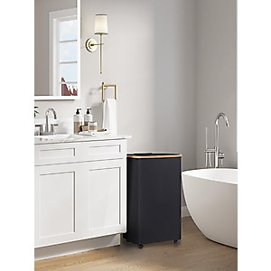 efluky Laundry Basket with Wheels, Rolling Laundry Basket with Lid and Removable Bag, Dirty Clothes Basket with Wheels for Laundry Room, Bedroom & Bathroom, 100L (26.4 Gallon) Black