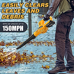Adedad Leaf Blower Cordless with Battery & Charger, 150 MPH Electric Leaf Blower for Lawn Care, 20V Battery Powered Leaf Blower for Blowing Leaf, Snow, Dusting, Pet Hair