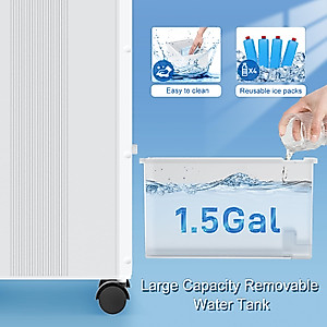 Portable Air Conditioners, Fast Cooling Evaporative Air Cooler, Portable AC for Room w/Lock, 4 Mode/3 Speed/Timer, 1.5 Gal Swamp Cooler with Remote, Windowless Air Conditioner for Bedroom Garage