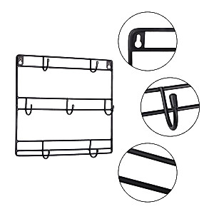 Ymeibe Wall Mounted Coffee Mug Rack with 7 Hooks Large Metal 3 Tiers Coffee Cup Holder for Coffee Mugs, Teacups, Mason Jars, Display, Organizer and Storage Hangers, Set of 2 (Black)