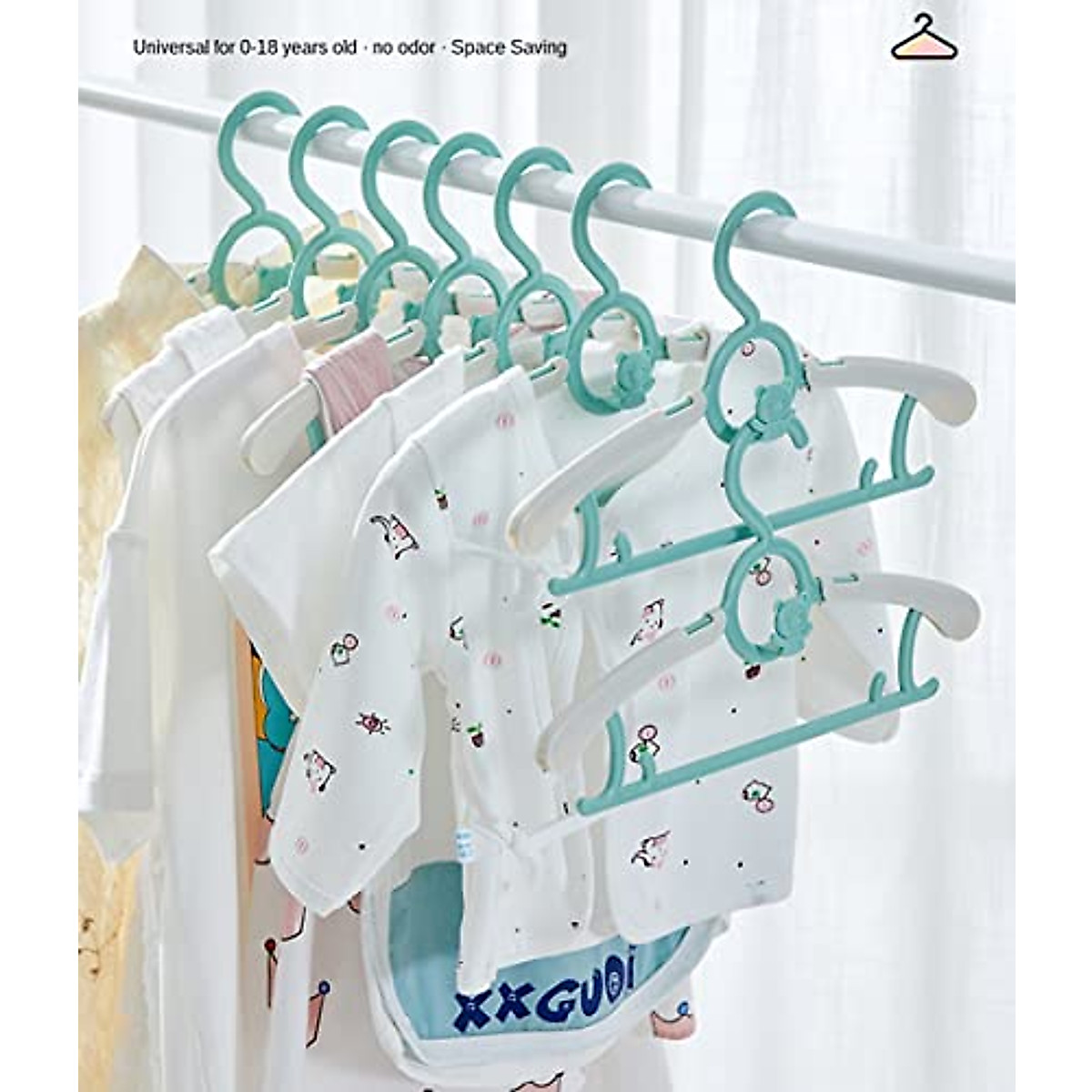Baby Hangers 20pcs Adjustable Non-Slip Children Baby Nursery Closet Hangers Children Coat Hanger Extendable Laundry Infant Hangers for Girl Boy Toddler Child Newborn Laundry Gifts(20 pcs, Brown+Green)