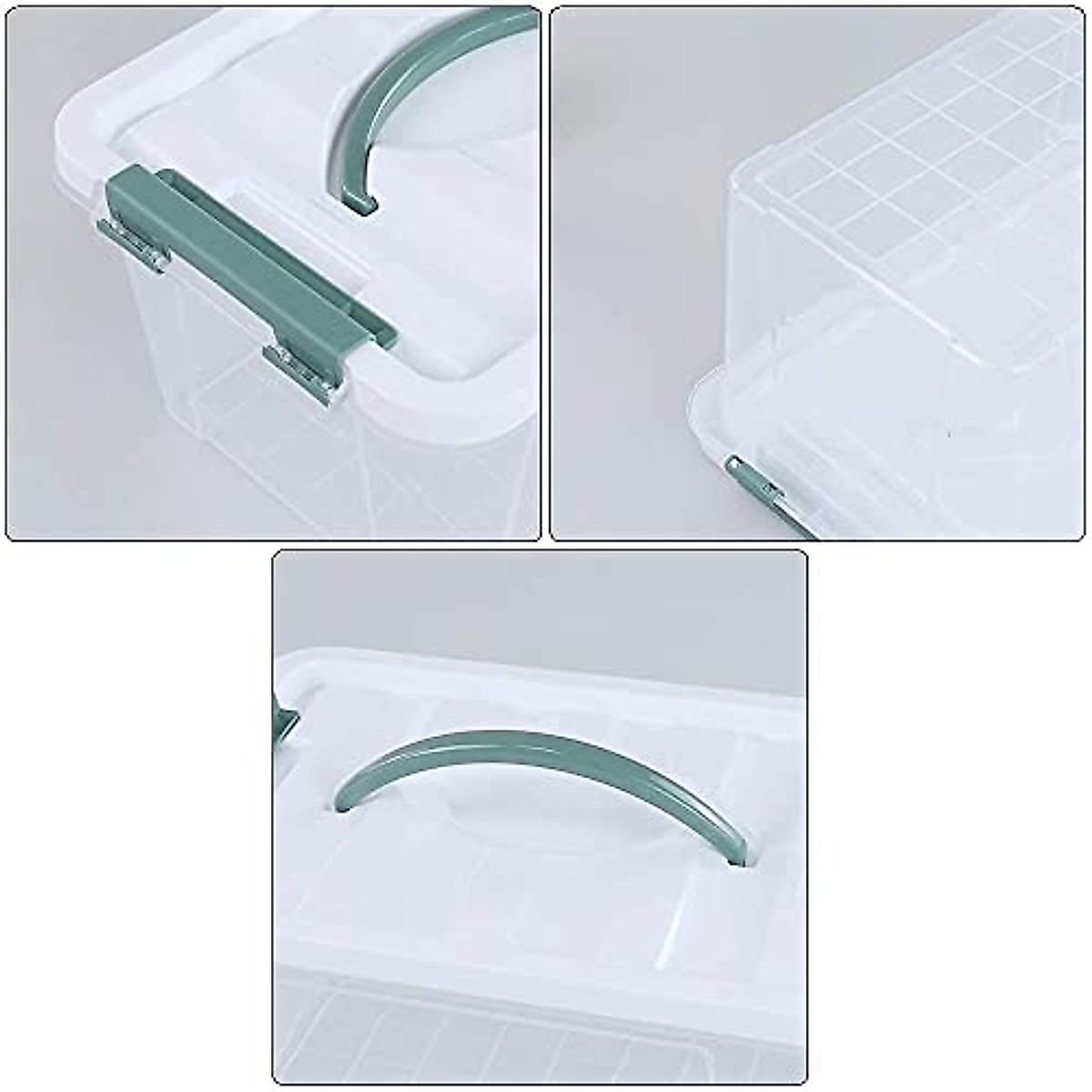 Leendines 6 Pack Small Container Bins, Clear Plastic Storage Boxes with Lids, 11.14''L x 7.75''W x 5.67''H