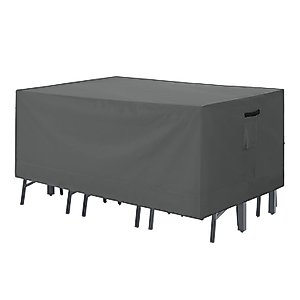 ABCCANOPY Outdoor Rectangular Patio Furniture Covers 600D Oxford Heavy Duty Table Cover Waterproof Windproof Anti-UV Dust Proof Protective Covers Dining Table & Chair Set Cover 138x76x28 inches