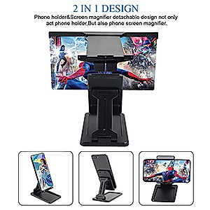 LCOOL 12 inch Screen Magnifier for Smartphone– 3D HD Phone Screen Amplifier with Foldable Phone Stand Adjustable Angle, Compatible with All Smartphones(Black), 10 x 6.4 x 0.86 inch (P20)
