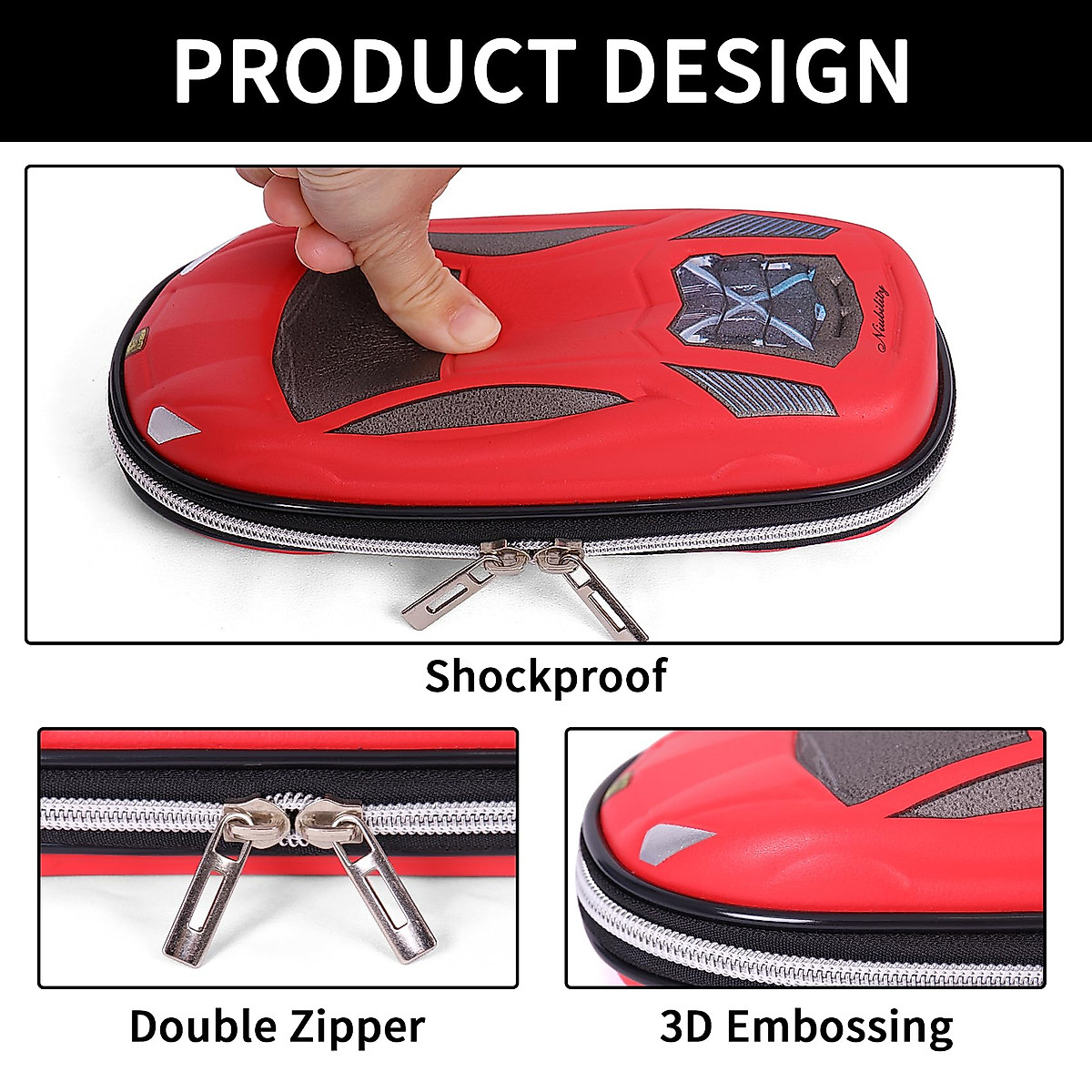 Global Park Pencil Case, 3D EVA Super Car Pencil Pouch, Organizer Stationery Pencil Box for Girls Boys Student Teens (Red)