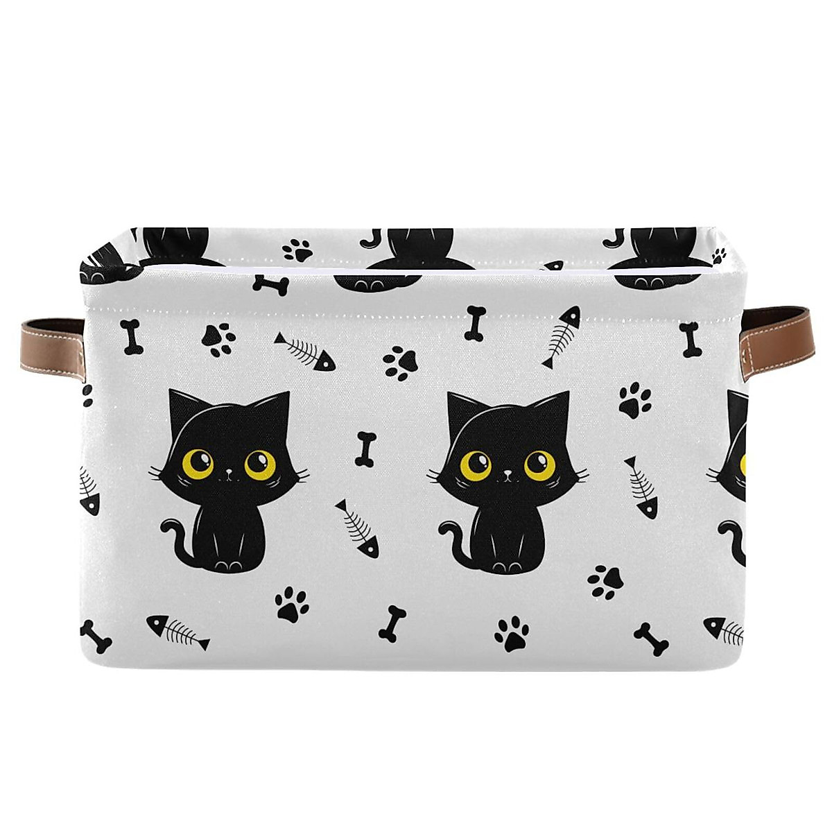 Halloween Black Cat Bone Storage Basket Bins Foldable Laundry Hamper Toy Storage Bins Box Organizer for Living Room Clothes Nursery Closet Shelf Playroom,1 pcs