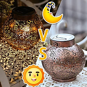 QMYPEACE Solar Lamp, Outdoor Solar Hanging Lanterns Waterproof Metal LED Decorative Christmas LightsSolar Lamp for Patio, Yard, Table, Pathway Decoration（Bronze）