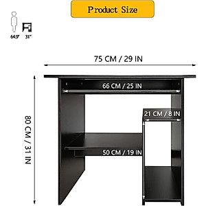 Desktop Computer Desk, Laptop Study Table Office Desk with Storage Drawer Shelves Keyboard Tray, Small Student Desks Gaming Computer Desk for Small Spaces Home Office (Black)
