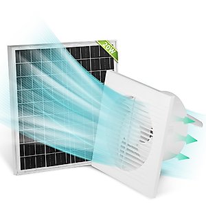 Mxmoonfree Solar Powered Exhaust Fan Kit, 20W Solar Panel + 8'' High-Airflow Shutter Exhaust Fan, Ventilation Solution for Greenhouse, Sheds, Chicken Coops, Pet Houses, RVs, Garages, Attics