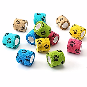 WePet Pet Wrap, Self-Adhesive Non-Woven Tape for Dog Legs, Paws, Wounds, First Aid Cohesive Gauze for Horse, Cat, Bird, Animal, 12 Rolls, 2 Inch, Claw