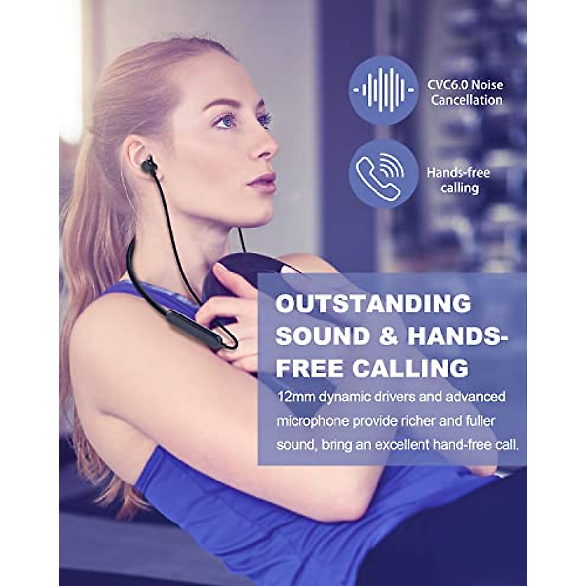 Mubiao Bluetooth Headphones Neckband 20Hrs Playtime V5.0 Wireless Headset Sport Noise Cancelling Earbuds w/Mic for Gym Running Compatible with iPhone Samsung Android