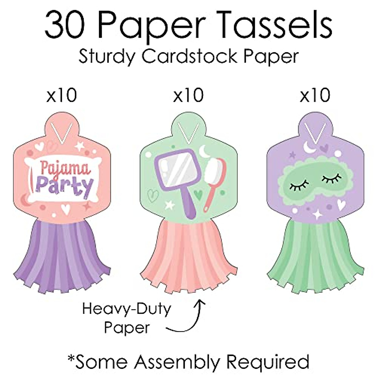 Big Dot of Happiness Pajama Slumber Party - 90 Chain Links and 30 Paper Tassels Decoration Kit - Girls Sleepover Birthday Party Paper Chains Garland - 21 feet