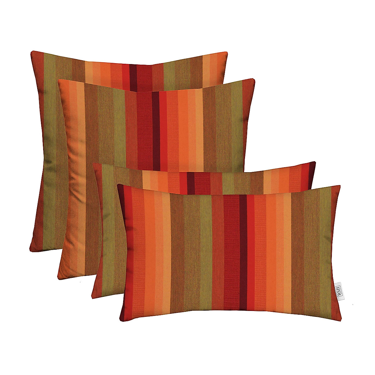 RSH DECOR: Sunbrella Lumbar & Square Pillows Set of 4 | 20" x 12" & 17" x 17" | Water and Fade-Resistant Performance Fabric | Outdoor Throw Pillows for Patio Furniture | Astoria Sunset