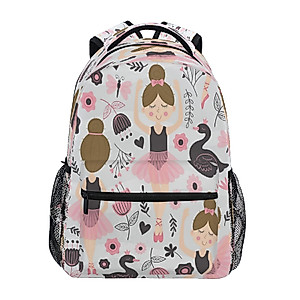 Cute Ballerina Girl Backpack for Girls School Bags Bookbags for Teen Kids Travel Laptop Daypack Bag Laptop Backpacks