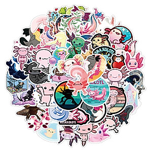 Cute Axolotl Stickers Axolotl Stuff Gifts for Kids Adults, Kawaii Stickers 50PCS Kechup Vinyl Waterproof Animal Stickers for Water Bottles Luggage Laptop