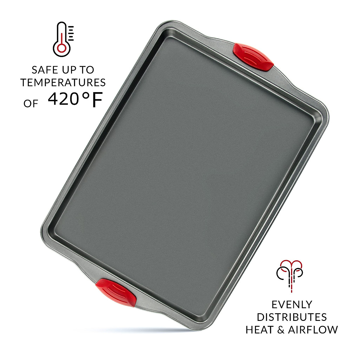 Boxiki Kitchen Non-Stick Baking & Cookie Sheet Pan Non-Toxic 11x14 Inch Rimmed Carbon Steel Baking Sheet. Dent, Warp and Rust Resistant. Heavy Gauge Steel Oven Baking Sheet. 1 Tray.