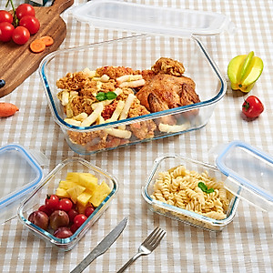 XXX-Large Glass Food Storage Container with Locking Lid 180OZ Family Size Party Size Extra Large Rectangle Glass Bowl Bakeware Baking dish with Airtight Lid Meal Prep Glass Container