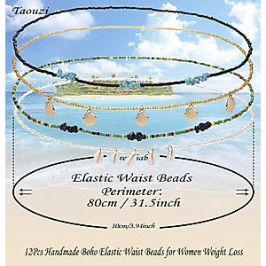 12 Pcs Handmade Waist Beads With Crystals Colorful African Waist Beads Boho Beads Waist Chains Energy Stone Beaded Body Chains for Women Girls