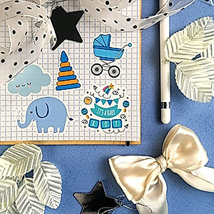BulbaCraft 100Pcs Boy Stickers for Shower, Newborn Stickers, Window Stickers, Scrapbook Boy Stickers, Shower Favors for Boys, Elephant Stickers
