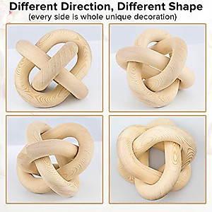 Wood Knot Decor 3 Knot Wood Chain Link Decor Coffee Table Books Decor Table Decorations for Living Room Hand Carved Decorative Modern Farmhouse Shelf Boho Rustic 6 inch (Natural)