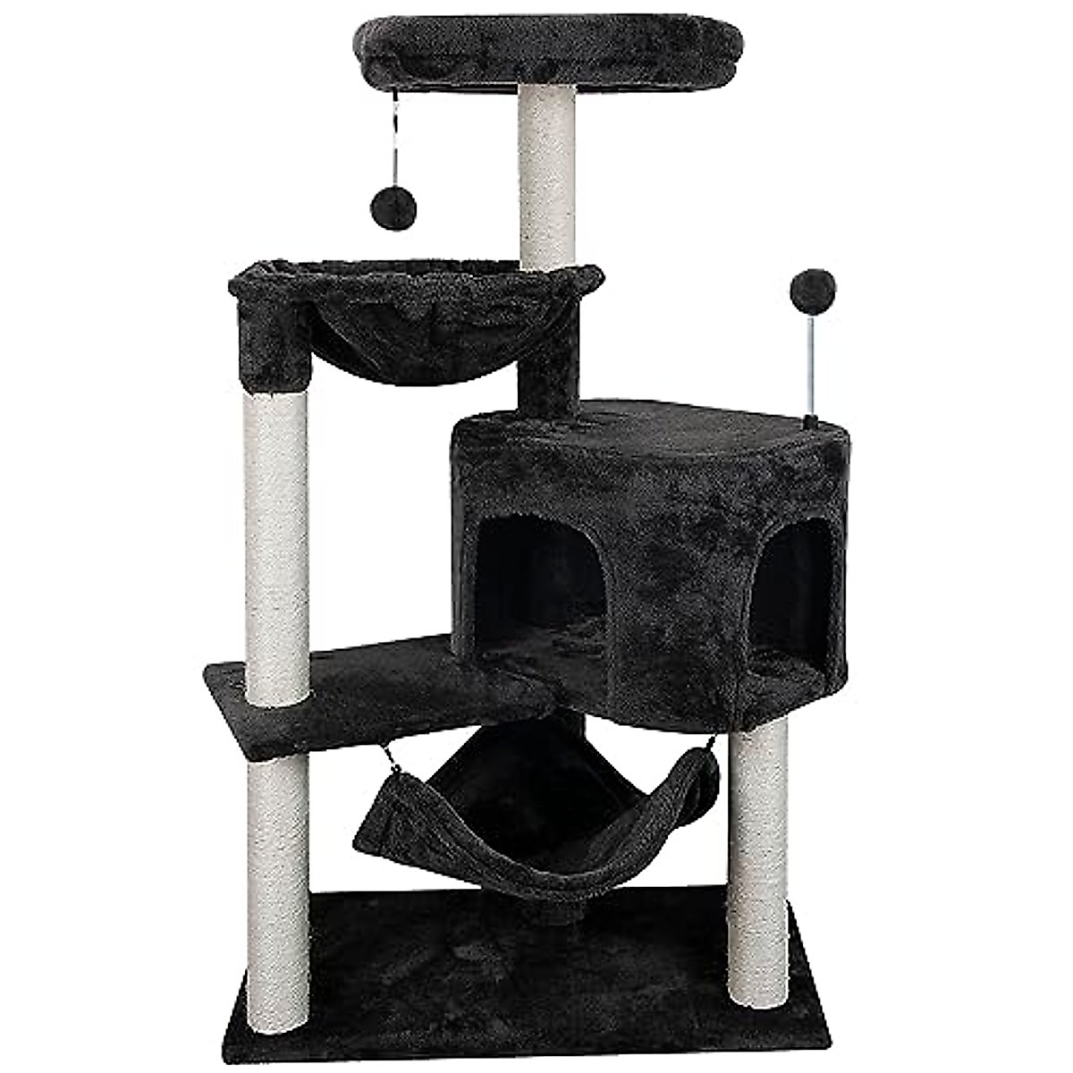 YUNIQUE Newest Cat Tree with Cat Condo and Big Hammock，Darkgrey