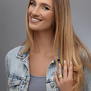 925 Sterling Silver Rotating Spinner Ring with 5 One Micron 14K Gold Plated Sterling Silver Hammered Spinner Rings - Hypoallergenic, Nickel & Lead-free - Artisan Handcrafted Designer Collection