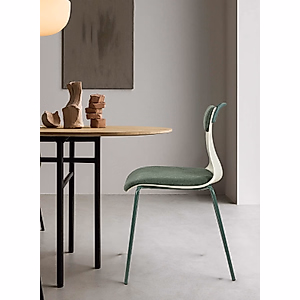 HESIEU Dining Chair Set of 2, Leisure Chair with Color-Blocking Cushions, Tilted 15°, Iron Legs with Silent Cushions, Double Back Support, Suitable for Dining Rooms, bedrooms and Living Rooms (Green)