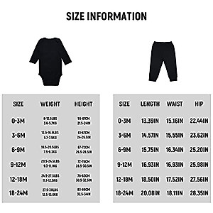 SOBOWO 2-Piece Unisex Baby Bodysuit and Pants Outfits Set for Newborn Boys Girls 0-24 Months (0-3 Months, Black Long Sleeve)