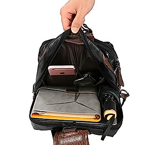 Men's Sling Bag, Crossbody PU Leather Shoulder Backpack with USB Charging Port, Vintage Chest Bag for Men(Black)