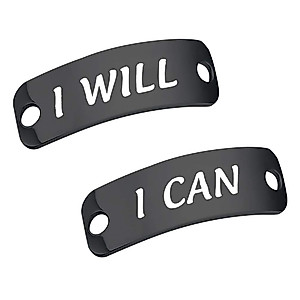 ENSIANTH I Can I Will Shoe Lace Tag I Can I Will Trainer Tags Fitness Inspirational Gift Motivational Runners Gift (I Can I Will Shoe Tag black)