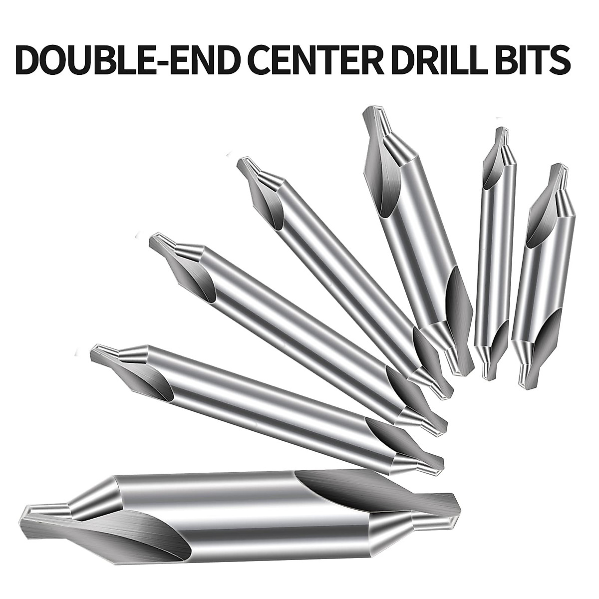 Aleric Center Drill Bits Set - High Speed Steel Center Drill Bits Kit Countersink Tools for Lathe Metalworking, 7 pcs 60-Degree Angle Center Drill Bits in Size 1.0 1.5 2.0 2.5 3.0 4.0 5.0