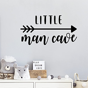Vinyl Wall Art Decal - Little Man Cave - 8" x 15" - Trendy Inspiring Lovely Kids Quote Sticker for Home Boys Room Toddlers Bedroom Nursery Playroom Kindergarten Daycare Fun Decor (Black)