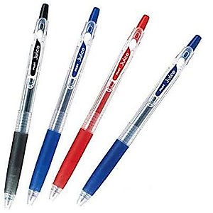 Pilot Juice Retractable Premium Gel Ink Roller Ball Pens, Ultra Fine Point 0.38mm, Black, Blue, Red and Blue Black Ink, Each 1 Pen- value Set of 4