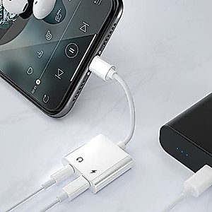 [2 in 1]Headphone Adapter for iPhone，Apple MFi Certified Lightning to 3.5mm Jack Dongle Headphone Accessories Aux Audio Compatible for iPhone 13/12/XS/7 8 Audio Earphone Adaptor Support All iOS System