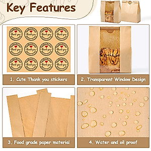 110 Pcs Bread Bags for Homemade Bread With Window Sourdough, 13.78x8.27x3.54 in, Sublaga Paper Bread Bags with 120Pcs Sealing Stickers, Packaging and Storage of Baked Goods Suitable for Bakers (110)