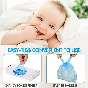 1600 Count Baby Disposable Diaper Bags Scented Diaper Sacks with Tie Handle Disposal Diaper Trash Bags Baby Poop Bags Waste Bag Refill (Blue)