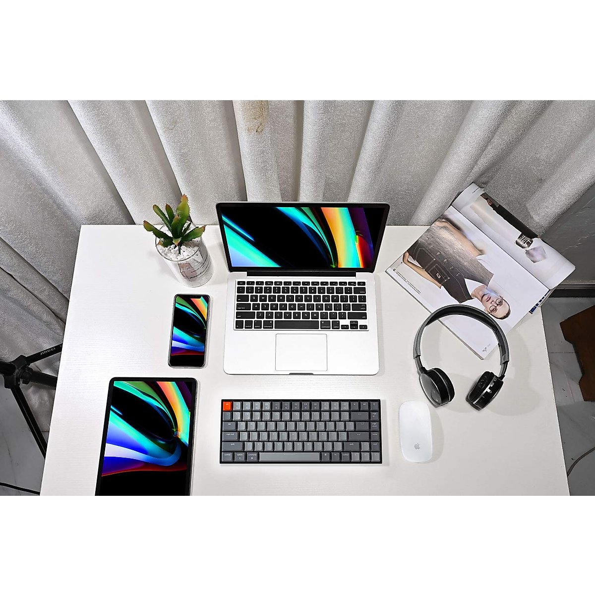 Keychron K2 75% Layout RGB Bluetooth Wireless Mechanical Keyboard with Gateron G Pro Brown Switch/Anti Ghosting/N-Key Rollover, Compact 84 Keys USB Wired Gaming Keyboard for Mac Windows-Version 2