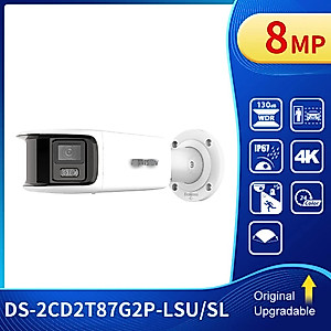 DS-2CD2T87G2P-LSU/SL 4mm IP Camera 8MP 4K Panoramic Bullet Camera 24/7 Colorful Fixed Turret Network Camera,Active Strobe Light,Audio Alarm,Smart Human/Vehicle,130dB WDR,H.265+,Weatherproof IP67
